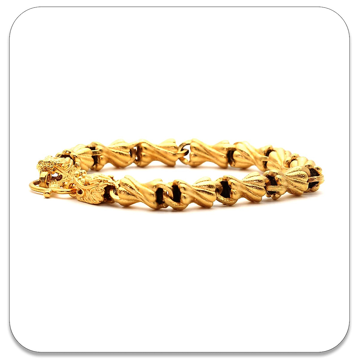 PEAS 18K Gold Plated Jewelry Dragon Head Bracelet Sandblast Link Bracelet(Gold)