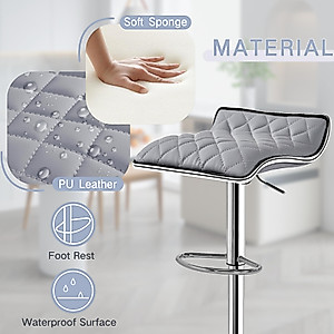 VECELO Adjustable Bar Stools Set of 2, Bar Height Stools for Kitchen Counter