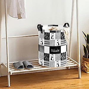 Patchwork Bear Tree Personalized Laundry Hamper with Handles Waterproof,Custom Collapsible Laundry Bin,Clothes Toys Storage Baskets for Bedroom,Bathroom Decorative Large Capacity 50L