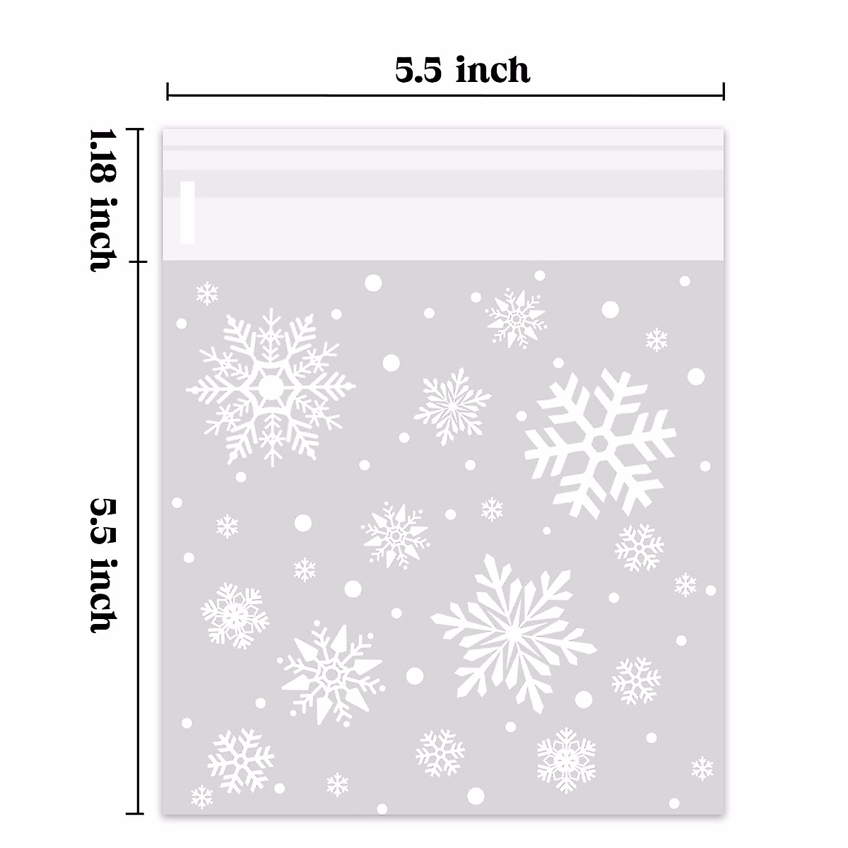 Christmas Cookie Bags 200pcs Snowflake Cellophane Treat Bags 5.5x5.5 Self Adhesive Cookie Bags for Gift Giving Packaging Candy Goodie Holiday Homemade Bakery