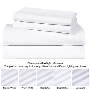 PHF 100% Garment Washed Cotton Sheets Set Queen Size, Ultra Soft Bedding Set, 4 PCS Breathable Moisture-Wicking Durable, Deep Pocket Bed Sheet Up to 16", White