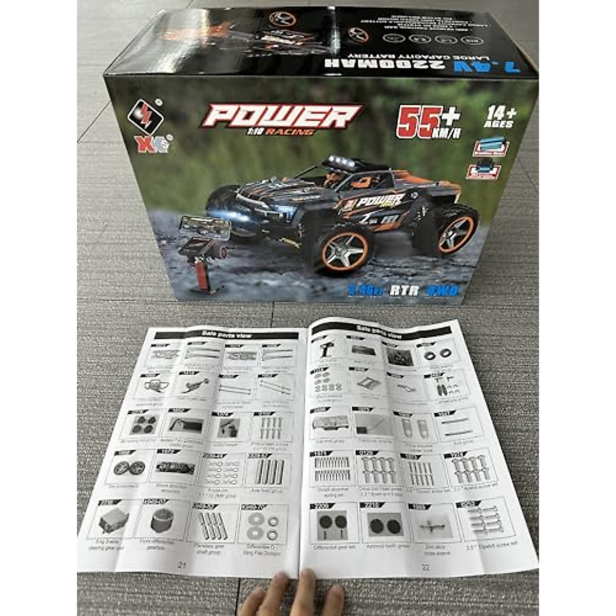 WLtoys 104018 1:10 2.4G Racing Remote Control Car 55KM/H 4WD Large Alloy Electric Remote Control Crawler Children's Toy (104018 1 * 2200mAh)