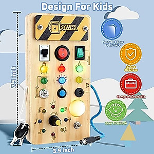 Sumsoltic Busy Board with LED Light,Montessori Toys for 1 2 3 Year Old,Baby Sensory Toy,Preschool Learning Activities,Toddler Toys,Christmas&Birthday Gift for Toddler Boy&Girl