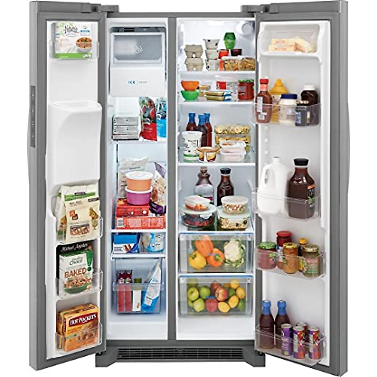 Frigidaire 33" Side-by-Side Refrigerator with 22.2 cu. ft. Total Capacity, Air Filter, LED Interior Lighting, Ice Maker in Stainless Steel