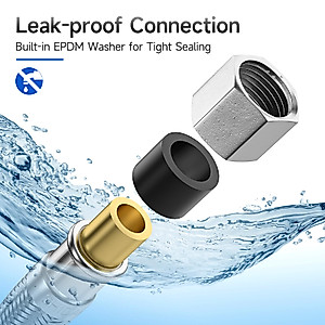 JUWO 18 FT Refrigerator Water Line, 1/4 Inch Compression Stainless Steel Ice Maker Hose Connector, For Medium-sized Residences with Long Distance