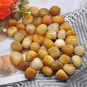 PacuM Natural Yellow Jade Crystal Tumbled Bulk Specime Gemstones Gem Aquarium Decoration LUZONGYUYIN (Size : 200g)