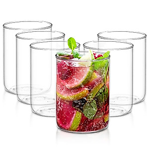 Borosil Water Glasses Set of 6, 12 Oz, BPA Free, Borosilicate Heat Resistant Glass, Modern Clear Drinking Glasses Set for Dinner Table, Odor Resistant, Dishwasher Safe, Water, Juice, Beer & Cocktails