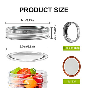 Mason Jar Lids Regular Mouth, aluminum lids for mason jar regular mouth split-type lids leak proof and secure canning jar caps(24PCS)