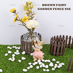 AUEAR, 35 Inch Mini Fairy Garden Fence Wood Ornament Wooden Decorative Picket for DIY Crafts Project (Brown, 4-Pack)