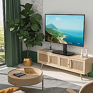 Universal Swivel Table Top TV Stand Base Replacement for 27 32 37 39 40 43 49 50 55 60 Inch LCD LED Flat Screens up to 88 lbs, Height Adjustable Pedestal TV Mount with Tempered Glass Base