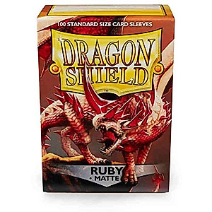 10 Packs Dragon Shield Matte Ruby Standard Size 100 ct Card Sleeves Display Case