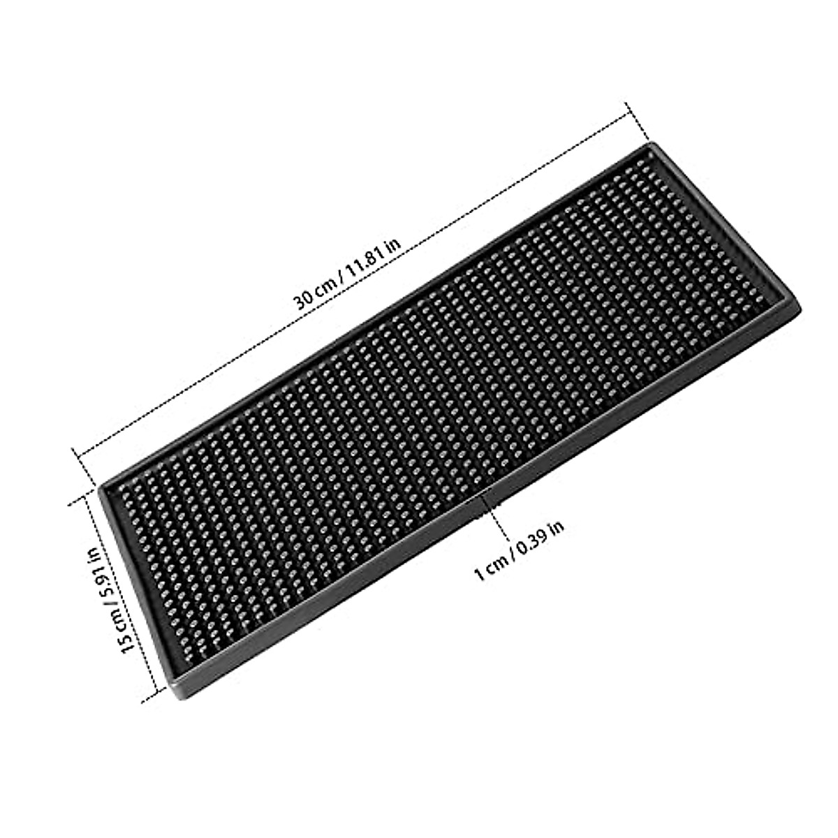 Rubber Service Bar Mat, Anti-slip12" x 6" Rubber Bar Spill Mat, 4 Pcs Premium PVC Pad for Kitchen, Restaurant, Countertop, Hotel, Beverages(4Pcs)