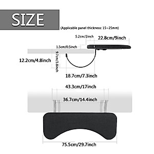 LIJCC Keyboard Tray Ergonomics Desk Extender Tray Foldable, Clamp on Keyboard Drawer Table Mount Armrest Shelf Stand Slide Computer Elbow Arm Support Easy to Clean/#B Under Desk Keyboard Drawer