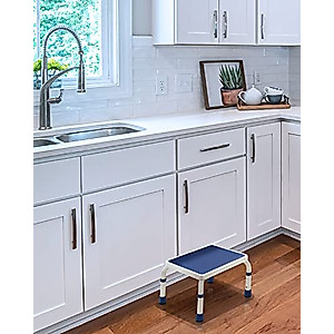 GreenChief Metal Step Stool for Adults Elderly, Bedside Stool Small Foot Stool Kitchen Step Stool Bathroom Stepping Stool, Adjustable Height & Heavy Duty & Non-Slip & Sturdy Standing Assist (400 LB)