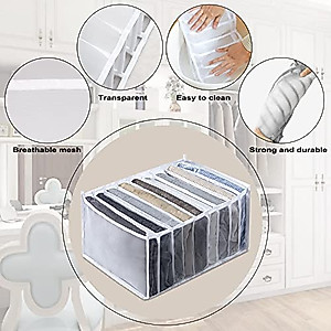 Evankin 3PCS Wardrobe Clothes Organizer - Drawer & Closet Storage Organizer - Nylon Mesh Organizer - 3-Kinds of Size for Jeans, Leggings, Shirts (White)