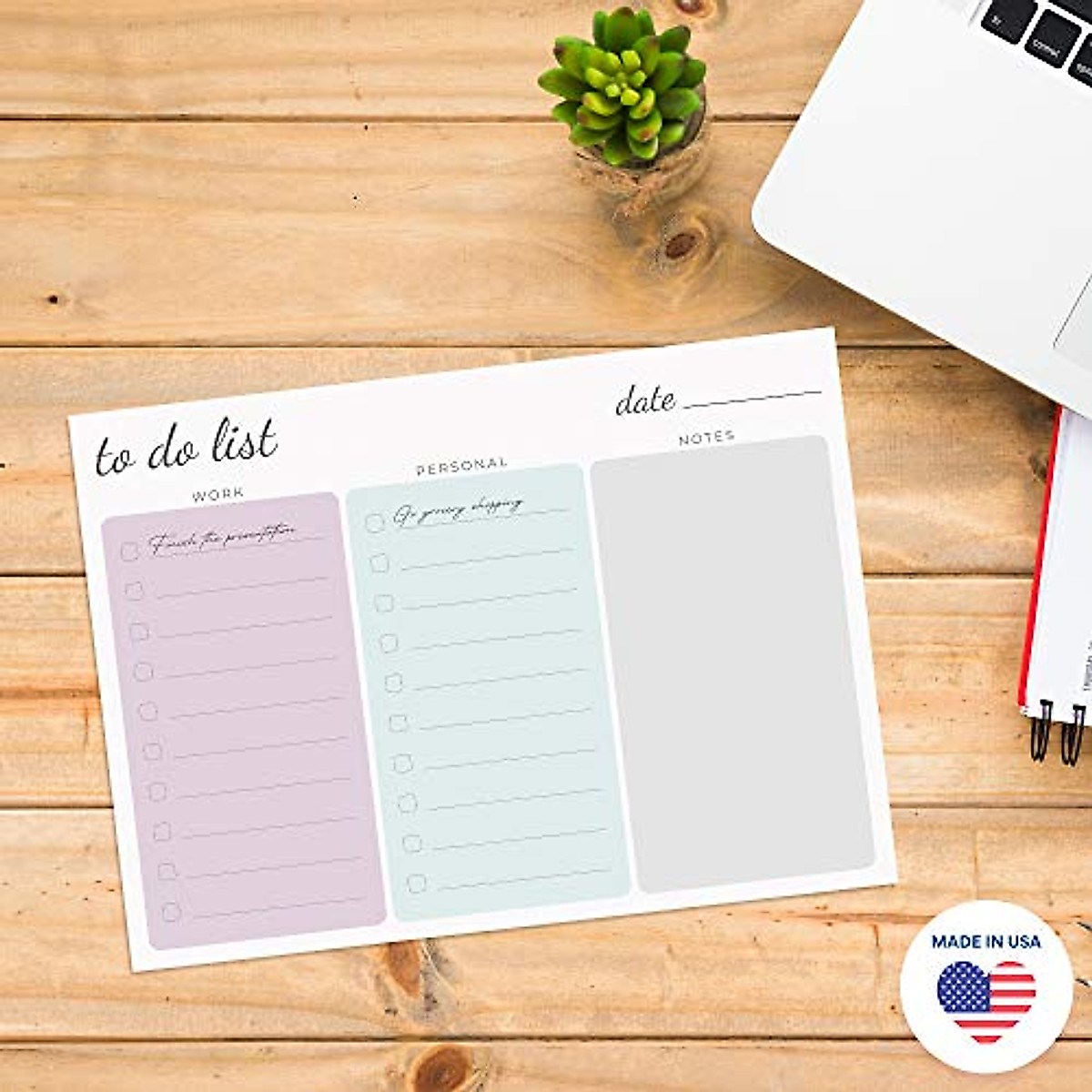 Large Work Home to Do List Sticky Notes, 8x6" inches by DAILY RITMO (Pastel)