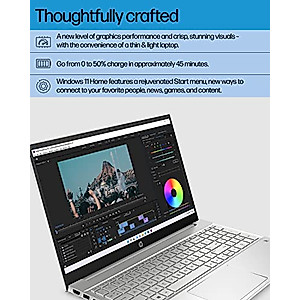 HP Pavilion Laptop, Intel Iris X Graphics, 12th Generation Intel Core processor, 8 GB RAM, 512 GB SSD, BrightView Full HD Display, Windows11 Home OS, Dual Computer Speakers, Wi-Fi 6(15-eg2010nr, 2022)