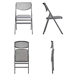 Cosco Products COSCO Ultra Comfort Commercial Fabric and Resin Mesh, Gray, 4-Pack Folding Chair, 4 Pack