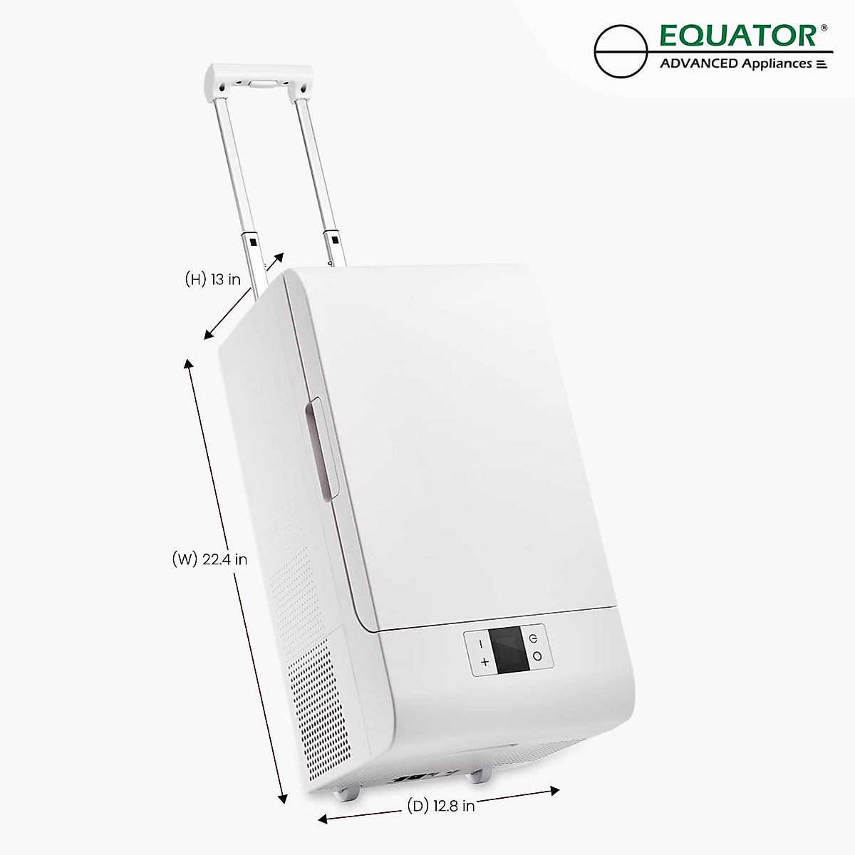 Equator Advanced Appliances 0.7 cu.ft White Portable Fridge-Freezer Tailgate Refrigerator with Retractable Handle and Wheels Digital Display Including Cover