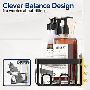 YASONIC Adhesive Shower Caddy, 5 Pack Shower Organizer with Soap Holder - No Drilling, Rustproof Shower Shelves, Shower Organizers and Storage for Inside Shower, Black