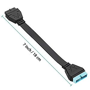 USB 3.0 Header Extension Cable, JoyReken USB 3.0 Internal 19/20 Pin Header Extender | USB 3 Motherboard Adapter | 7 inch
