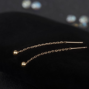 S.Leaf Threader Earrings for Women Threader Earrings Sterling Silver Chain Earrings Tassel Earrings Gold Earrings for Women 3cm