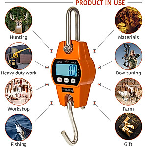 Digital Hanging Scale 660 LB 300 KG - Professional Heavy Duty Waterproof Fish Scale - Portable Durable Crane Scale for Luggage Weight Suitcase Hunting Farm Bike Bow Fish Weight Fishing Scale