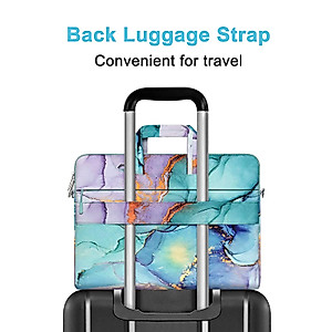 MOSISO Laptop Shoulder Bag Compatible with MacBook Air/Pro,13-13.3 inch Notebook,Compatible with MacBook Pro 14 inch M4 M3 M2 M1 Chip Pro Max,Carrying Briefcase Sleeve with Belt Marble MO-MBH189