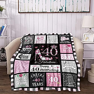 FEYG 40th Birthday Gifts for Women Blanket, 40th Birthday Gift Ideas, 40th Birthday Decorations Women, 40 Birthday Blanket, Gifts for 40 Year Old Women Throw Blanket 60"x80"