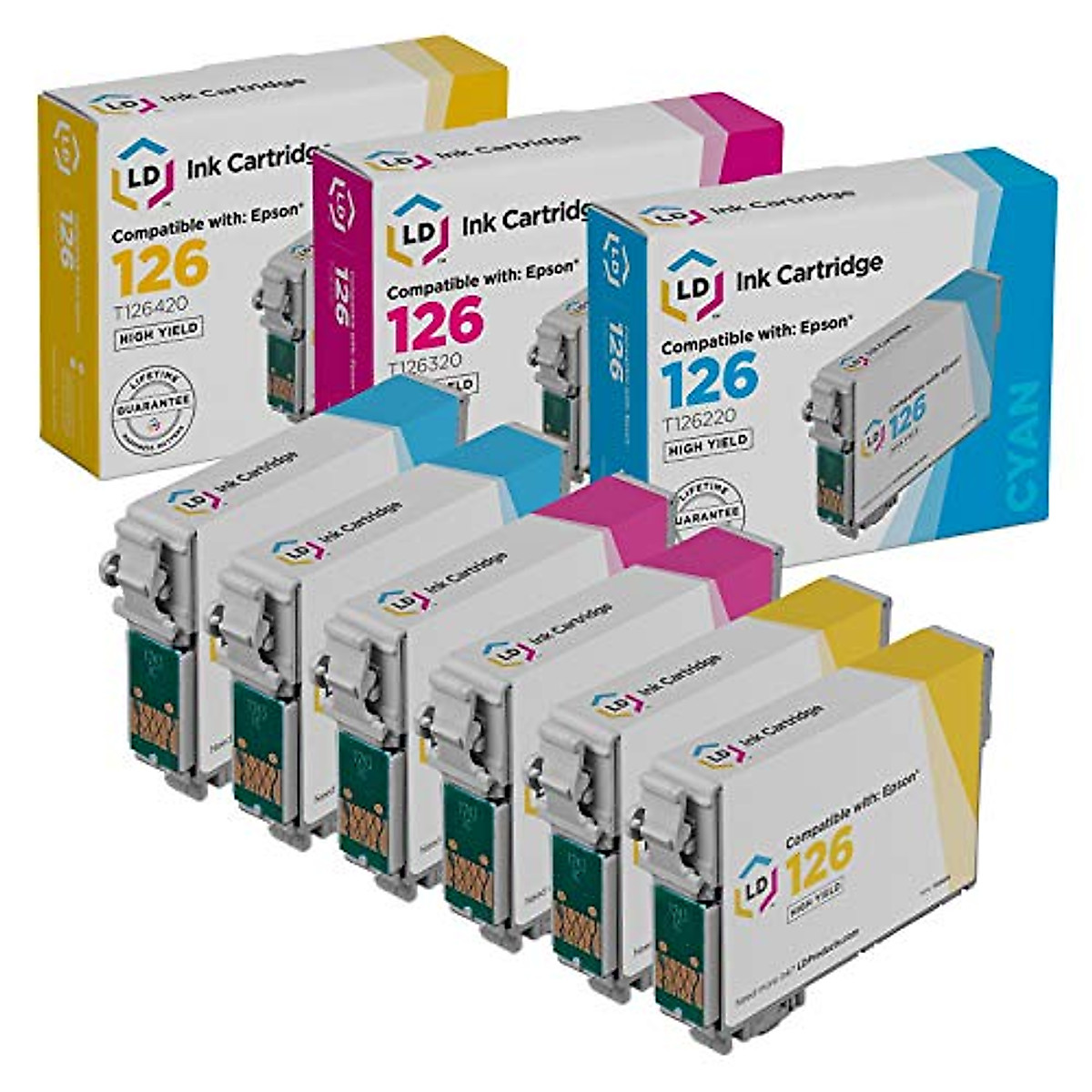 LD Products Remanufactured Ink Cartridge Replacement for Epson 127 Extra High Yield (2 Cyan, 2 Magenta, 2 Yellow, 6-Pack)
