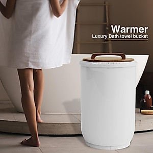 SAMEAT Large Towel Warmer for Bathroom - Heated Towel Warmers Bucket, Wooden Lid, Auto Shut Off, Fits Up to Two 40"X70" Oversized Towels, Best Ideals