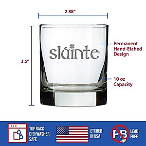 Slainte Irish Cheers - Whiskey Rocks Glass - Funny St Patricks Day Party Decor or Gifts - 10.25 Ounce