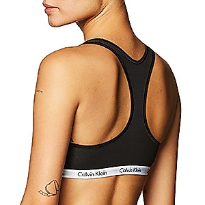 Calvin Klein Women’s Carousel Logo Cotton Stretch Bralette Non-Wired and Non paded, Black, Medium