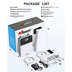HiBoost Cell Phone Booster for Verizon, AT&T, and T Mobile-Cell Signal Booster for Home Cover Up to 4000 sq ft, Boost 4G 5G LTE on Brand 2/4/5/12/13/17, All U.S. Carriers and FCC Approved
