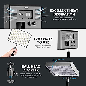 Neewer 2-Pack 2.4G LED Video Lighting Kit: Bi-Color CRI 95+ 280 LED Panel with 2M Light Stand, LCD Display, 2.4G Remote for Photo Studio Photography, Ball Head/Carry Bag Included