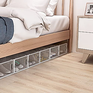 WAYTRIM 15 Pack Stackable Storage Shoe Box Foldable 6 Clear and 9 White Sneaker Storage Box Dorp Front Shoe Container Organizer Sneaker Storage Drawer Fit to Women Size 12