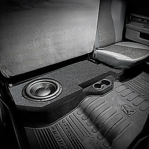 QPower 10 Inch Heavy Duty Dual Vented Carpet Covered Durable Car Audio Vehicle Subwoofer Enclosure Woofer Box, Charcoal Black