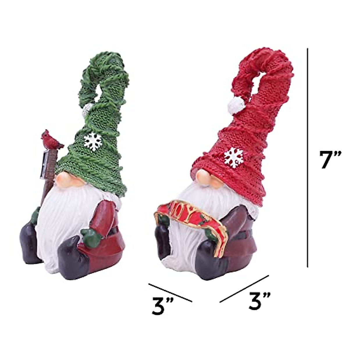 Etistta Christmas Garden Gnomes Outdoor Decor, 7 inch Polyresin Gnome Figurines Statue Sculptures, Winter Tabletop Home Patio Yard Lawn Christmas Gnomes Garden Decorations, Set of 2 (Green, Red)
