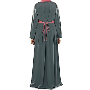MyBatua Women’s Muslim Clothing Beautiful Dress Ramsha Abaya in Grey (X-Small)