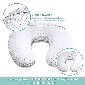 OWLOWLA 2Pack Nursing Pillow Cover White&Khaki Nursing Pillow Covers Set Breastfeeding Pillow Slipcover Fits Naked Nursing Pillow for Baby Boy Girl(White/Khaki)