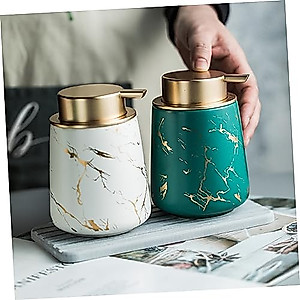 Zerodeko 1 Set Bathroom Wash Set Ceramic Bathroom Complete Kit Ceramic Soap Bathroom Soap Tray Bath Accessories Bathroom Washing Toothbrush Cup Washing Cup Light Luxury Ceramics Liquid Soap