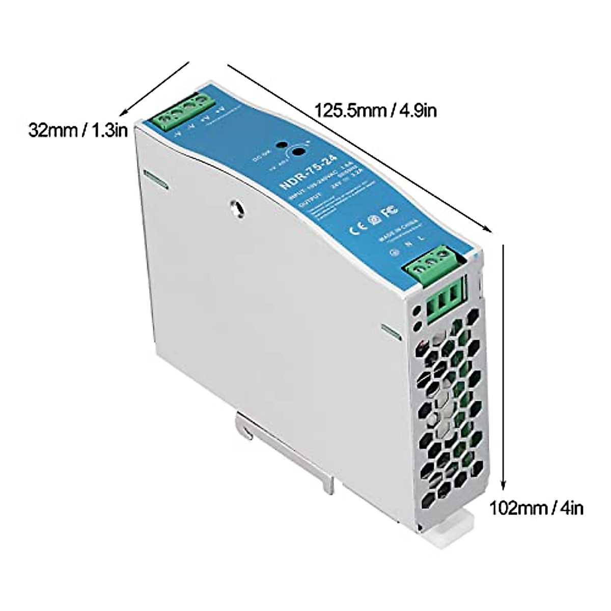 NDR‑75‑24 Rail Power Supply 3.2A 76.8W Electrical Power Accessories Rail Power Supply Switch AC100‑240V Industrial Power Supply