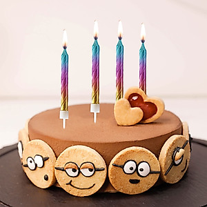 12 Pieces Rainbow Spiral Candle - Gradient Birthday Candles for Kids Adults, Birthday Cake Candles Perfect for Christmas Wedding Theme Party (Purple)