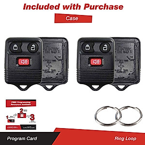 KeylessOption Just The Case Keyless Entry Remote Key Fob Shell Replacement - Black (Pack of 2)