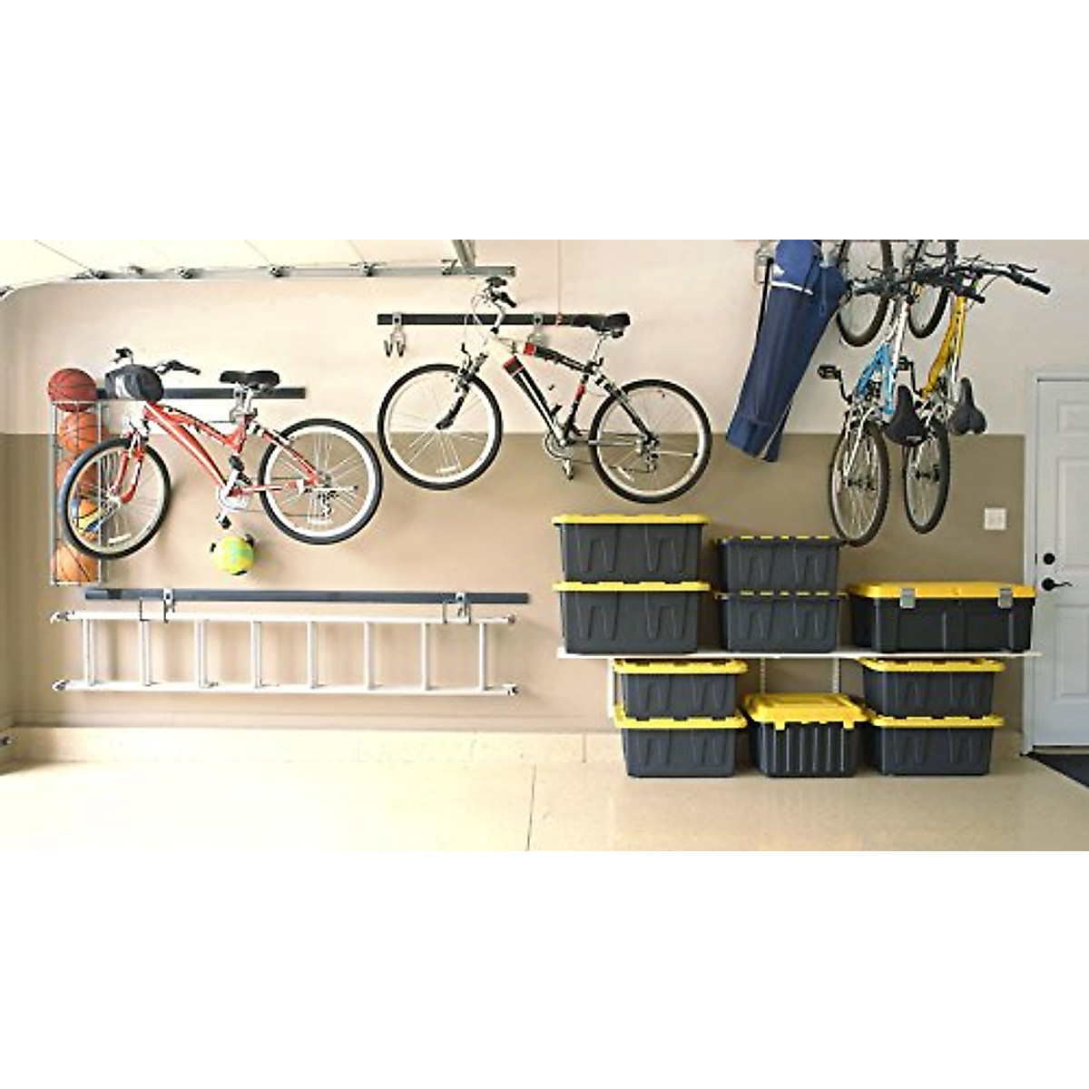 HOMZ 27 Gallon Durabilt Tough Storage Container, Black Base, Yellow Lid, Stackable, 4-Pack