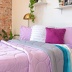 Refinery29 | Devon Bedding Collection | Modern Reversible Luxury Ultra Soft Comforter, All Season Premium 4 Piece Set, Design for Home Hotel Décor (Full/Queen, Grey)