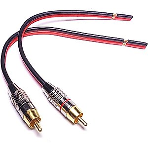 ukiism RCA to Speaker Wire Adapter, Speaker Bare Wire Cables to RCA Plugs Adapter Repair Speaker Cord for Speakers Amplifier Audio Video AV Receivers(2Pack, 1foot)