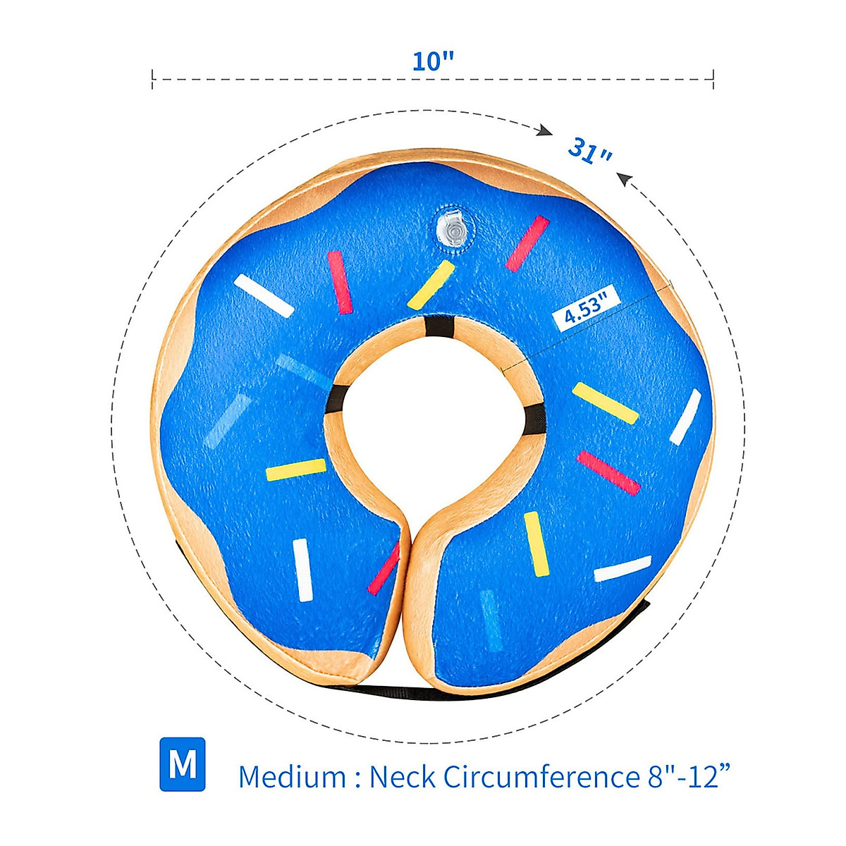 Protective Inflatable Collar for Dogs and Cats - Soft Recovery Pet Cone, E-Collar Does not Impede Vision Blue M