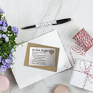 YODOCAMP To Our Daughter Wallet Card Encouragement Gifts Inspirational Graduation Gift Metal Card Christmas Birthday Card Daughter Stepdaughter Gifts from Mom Dad