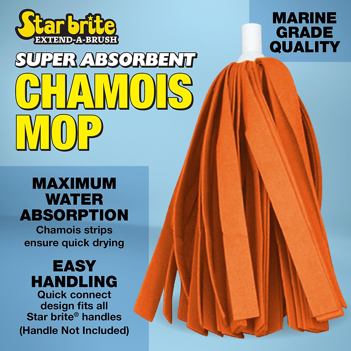 STAR BRITE Super Absorbent Chamois Mop - Quick Connect Fits All Extend-A-Brush STAR BRITE Handles (040032)